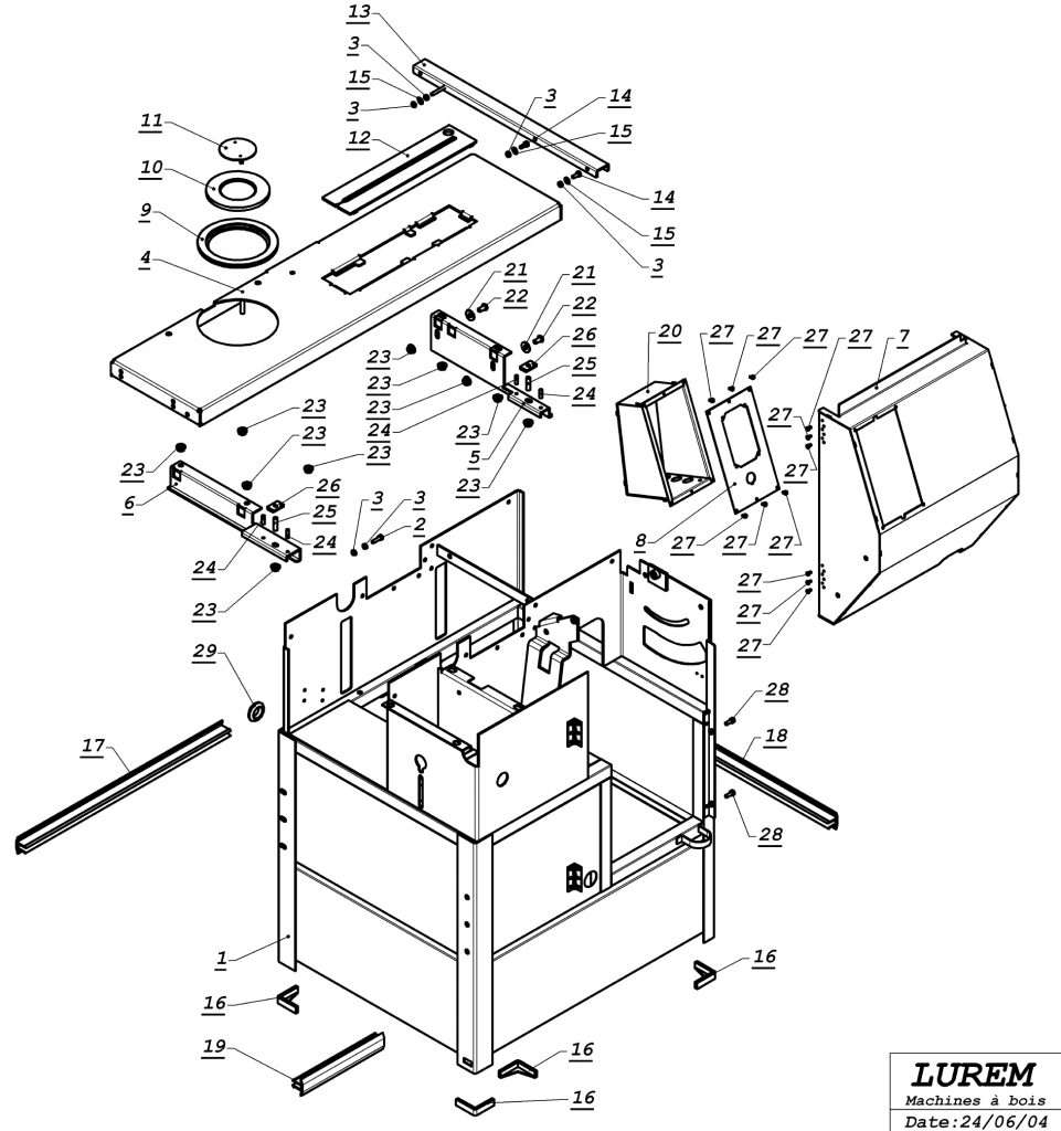 Combiné bois LUREM OPTAL 26 - Éclatés, liste des pièces
