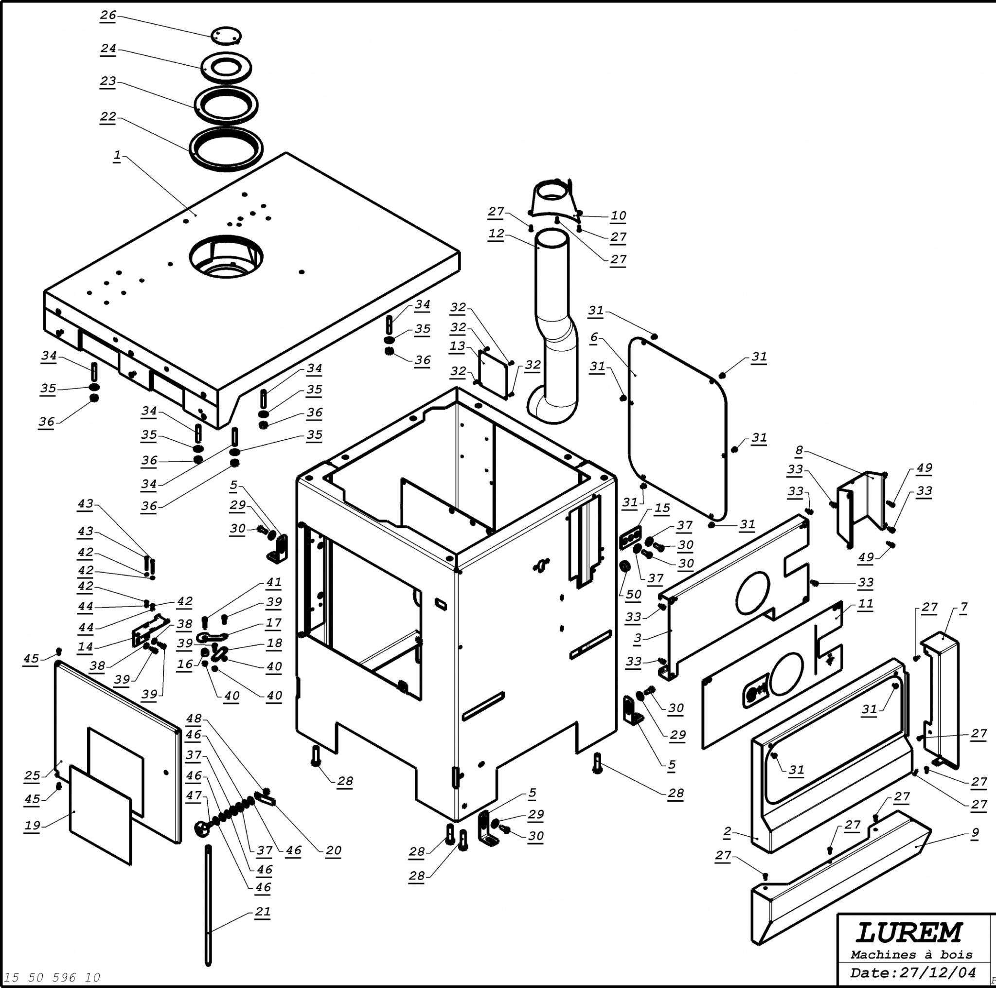 Combiné bois LUREM T180 - Éclatés, liste des pièces